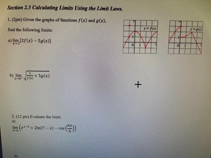 Solved Section 2.3 Calculating Limits Using the Limit Laws. | Chegg.com