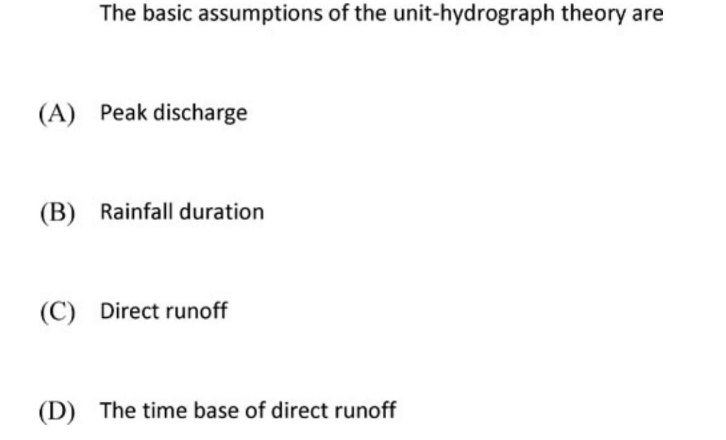 Solved The basic assumptions of the unit-hydrograph theory | Chegg.com