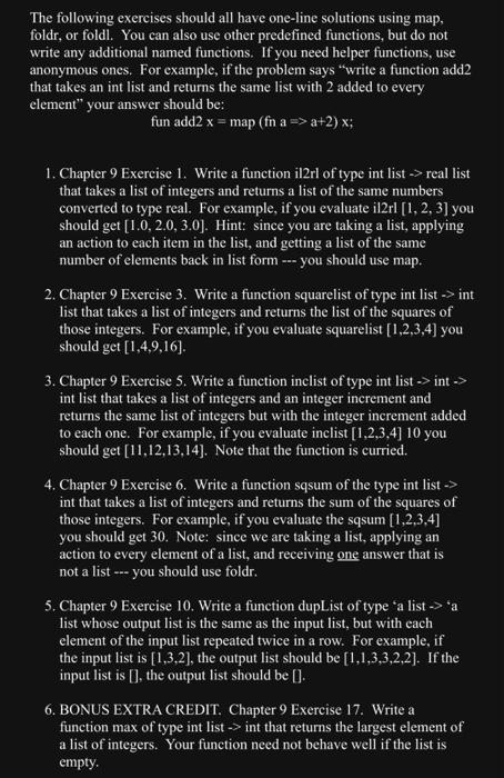 Solved The Following Exercises Should All Have One Line 