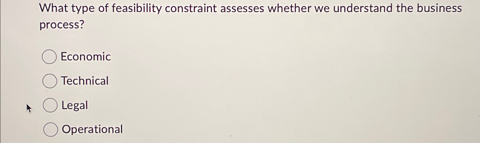 Solved What type of feasibility constraint assesses whether | Chegg.com