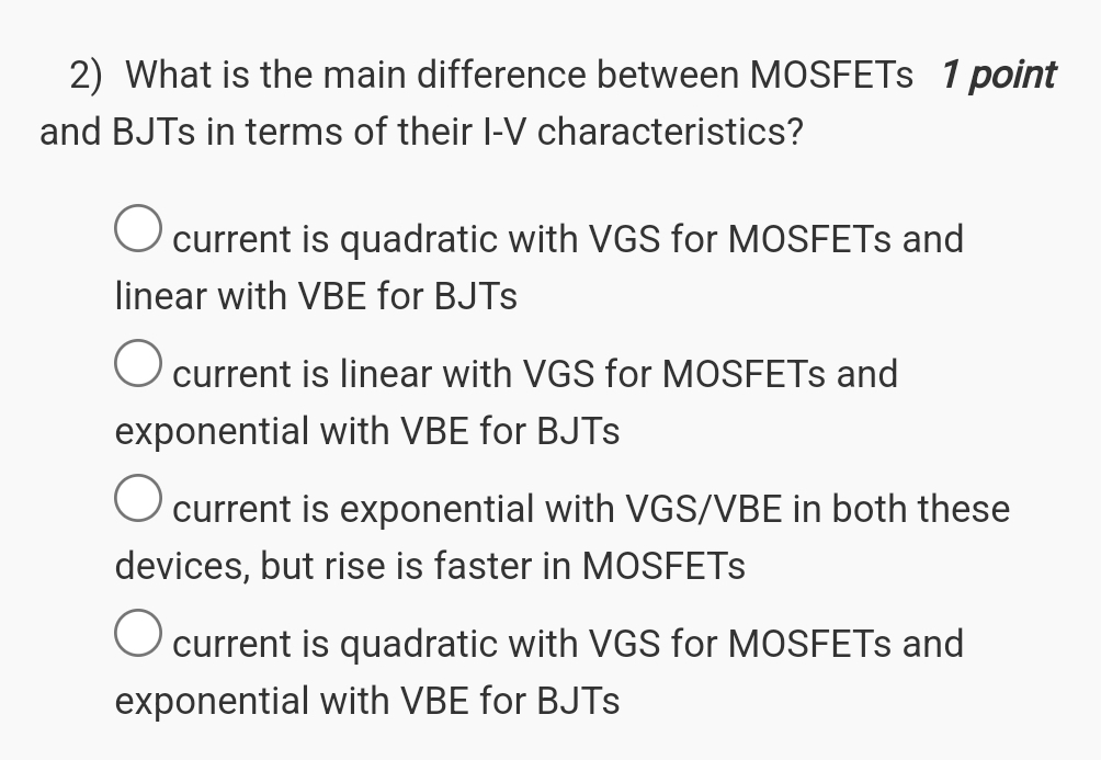 Solved What is the main difference between MOSFETs1 ﻿point | Chegg.com