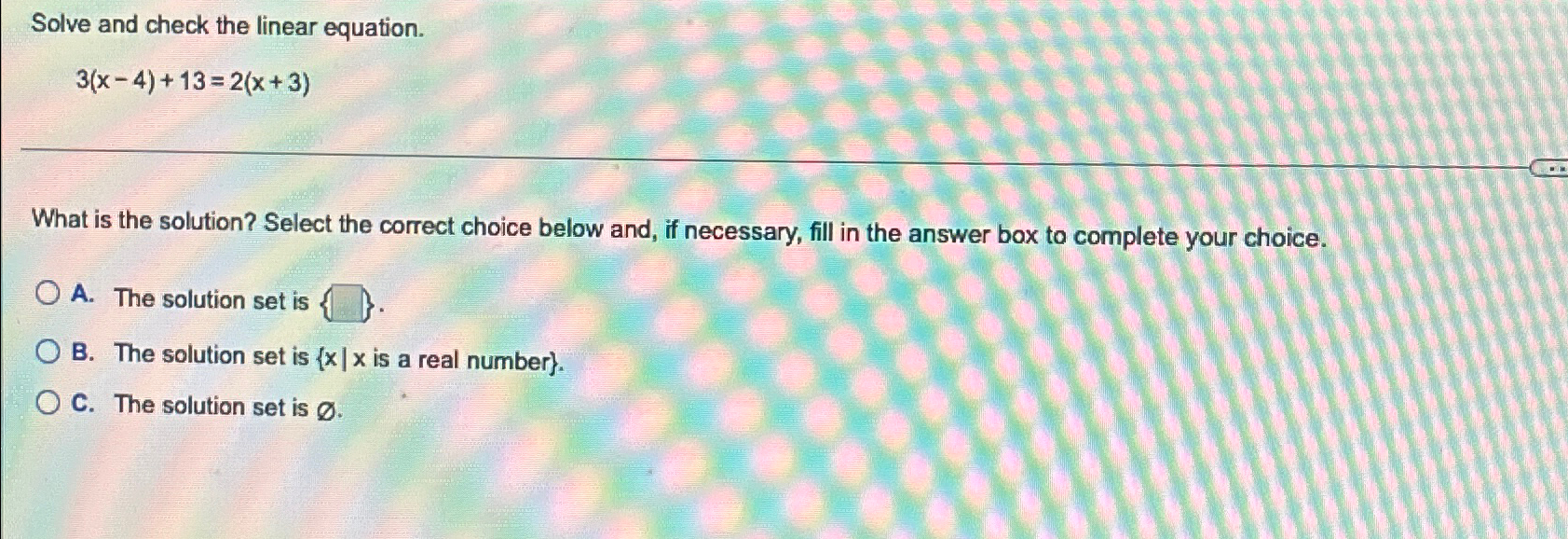 Solved Solve and check the linear | Chegg.com