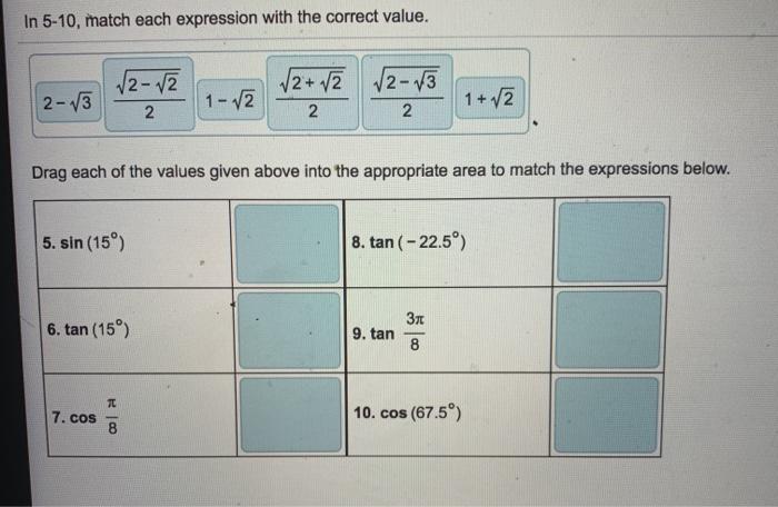 Solved In 5-10, match each expression with the correct | Chegg.com