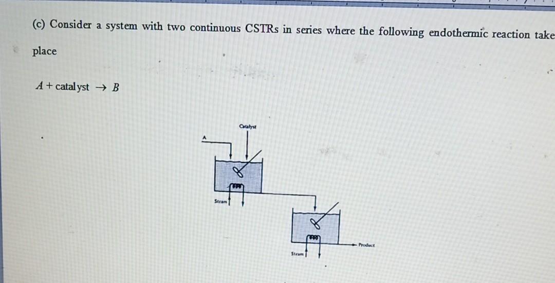 Solved (c) Consider a system with two continuous CSTRs in | Chegg.com