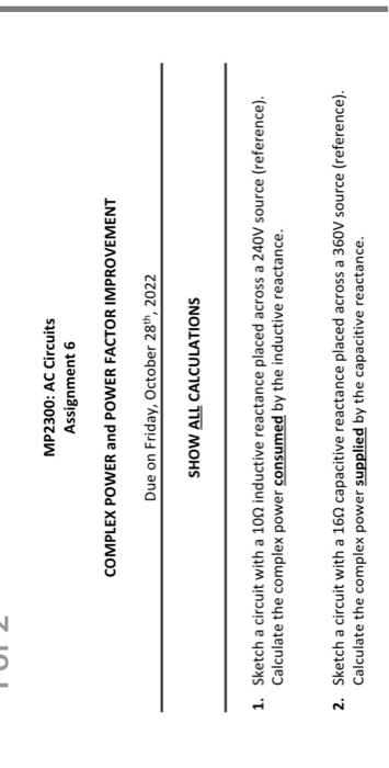Solved 1. Sketch a circuit with a 10Ω inductive reactance | Chegg.com