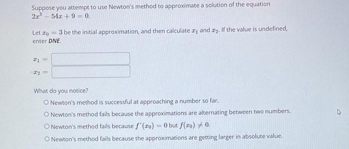 Solved Suppose you attempt to use Newton's method to | Chegg.com