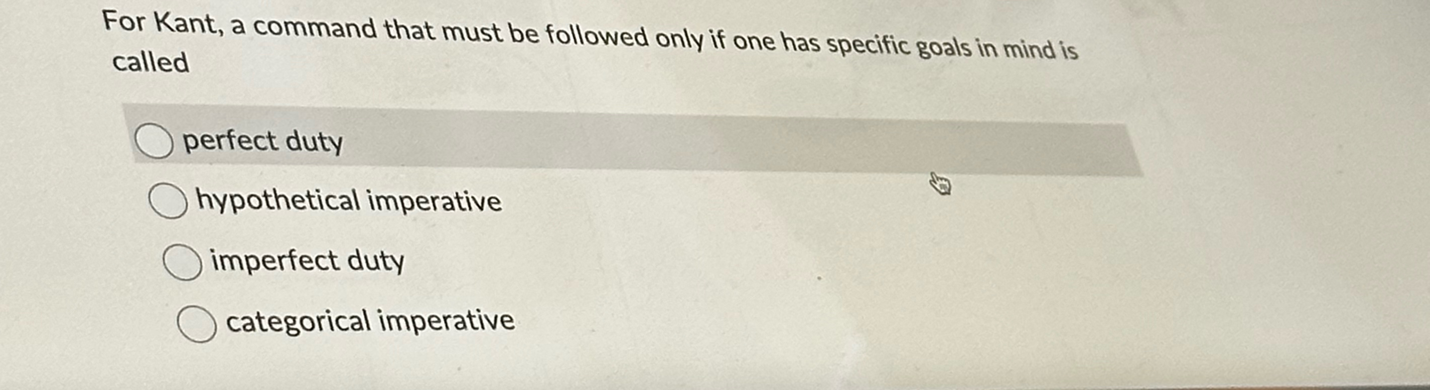 Solved For Kant, a command that must be followed only if one | Chegg.com