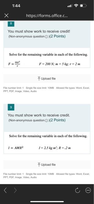 Solved You must show work to receive credit! (Non-anonymous | Chegg.com