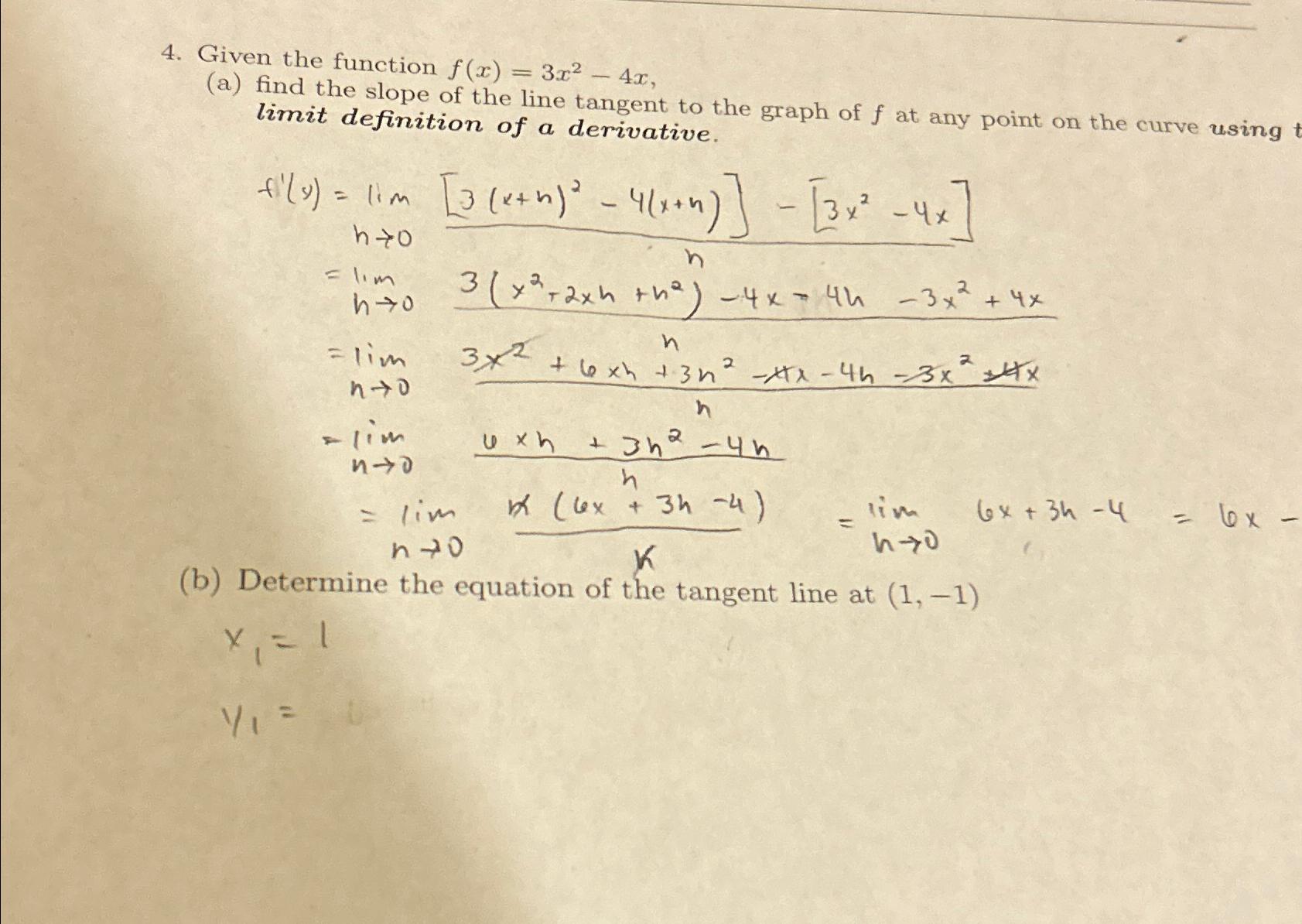 Solved Given the function f(x)=3x2-4x,(a) ﻿find the slope of | Chegg.com
