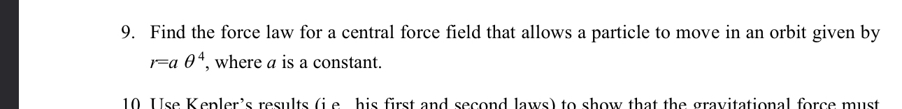 Solved Find the force law for a central force field that | Chegg.com