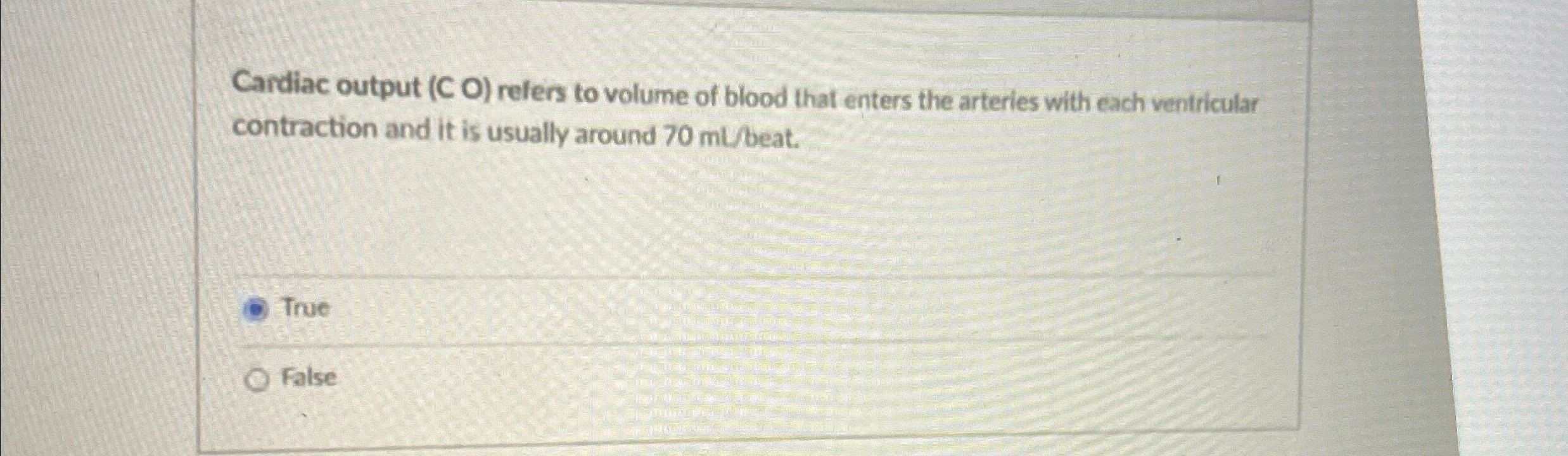 Solved Cardiac output ) ﻿relers to volume of blood that | Chegg.com