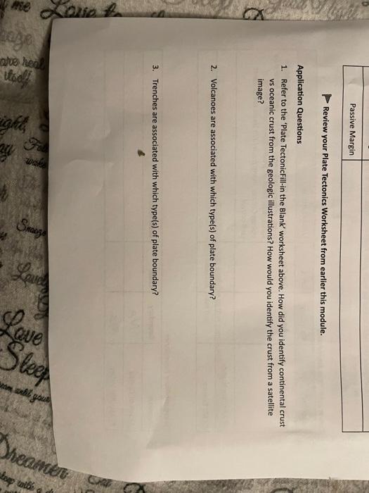 Solved Review your Plate Tectonics Worksheet from earlier | Chegg.com