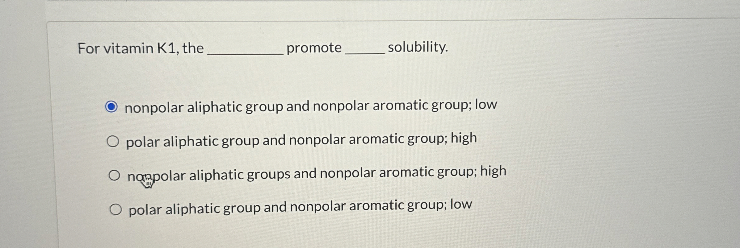 Solved For vitamin K1, ﻿the ﻿promote | Chegg.com