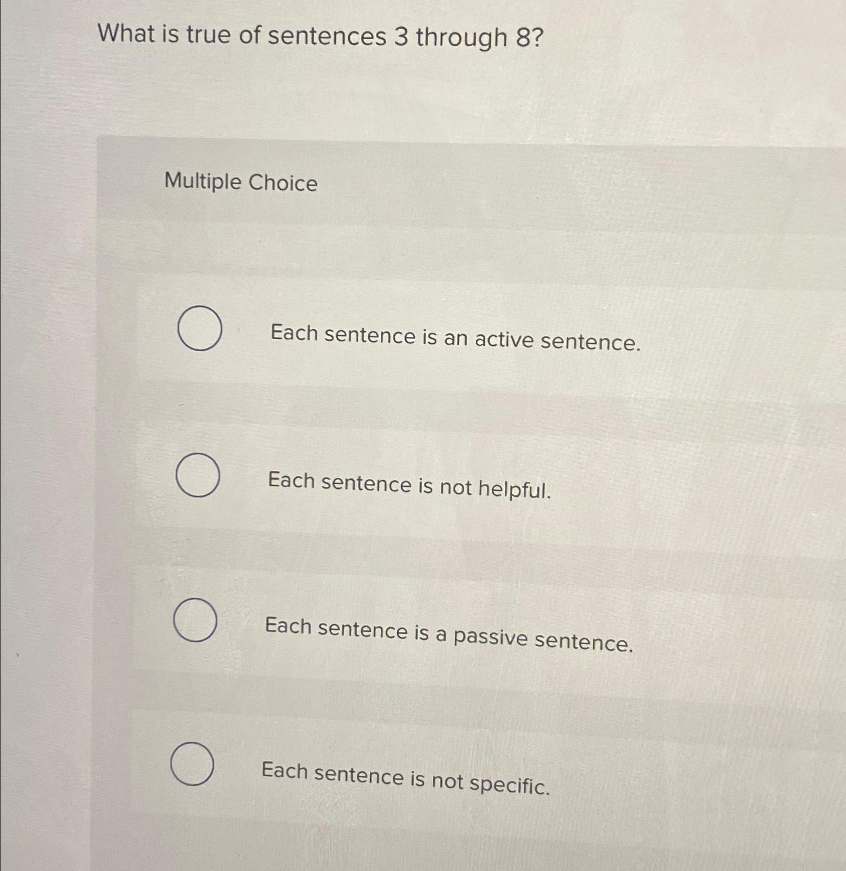 Solved What is true of sentences 3 ﻿through 8?Multiple | Chegg.com