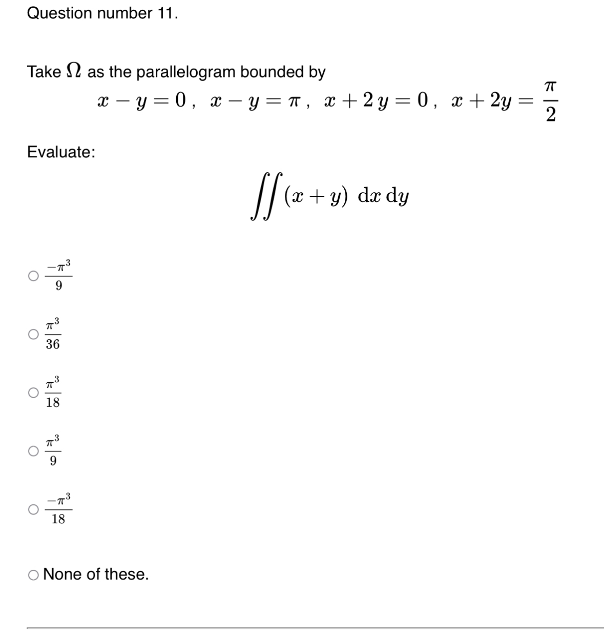 Solved Question number 11.Take Ω ﻿as the parallelogram | Chegg.com