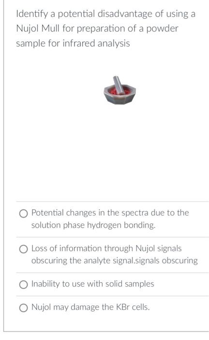 Solved Identify a potential disadvantage of using a Nujol | Chegg.com