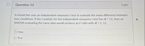 Solved Question 121 ﻿ptsA researcher uses an | Chegg.com