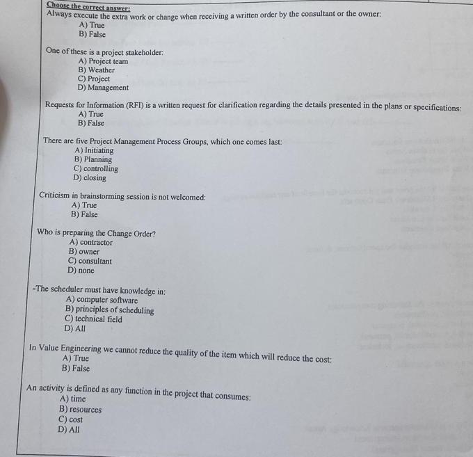 Solved Choose the correct answer Always execute the extra | Chegg.com