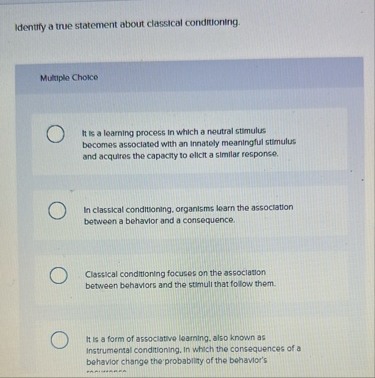 Solved Identify a true statement about classical | Chegg.com