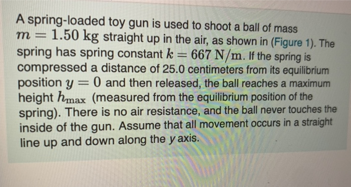 A spring-loaded toy gun is used to shoot a ball of | Chegg.com