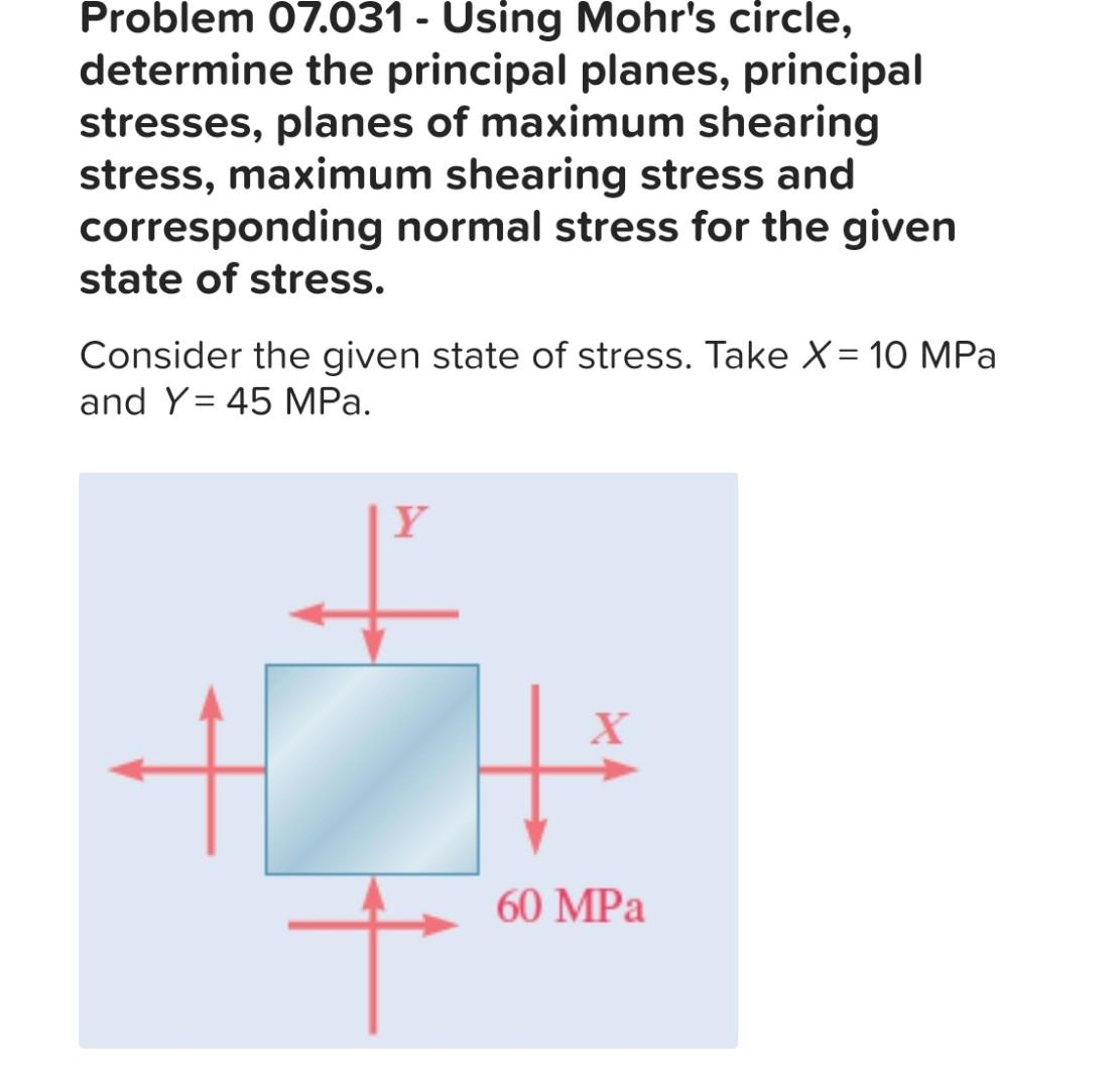 Solved Problem 07.031 - Using Mohr's circle, determine the | Chegg.com