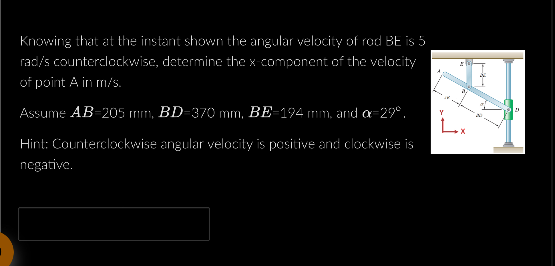 Solved by an EXPERT Knowing that at the instant shown the angular | Chegg.com