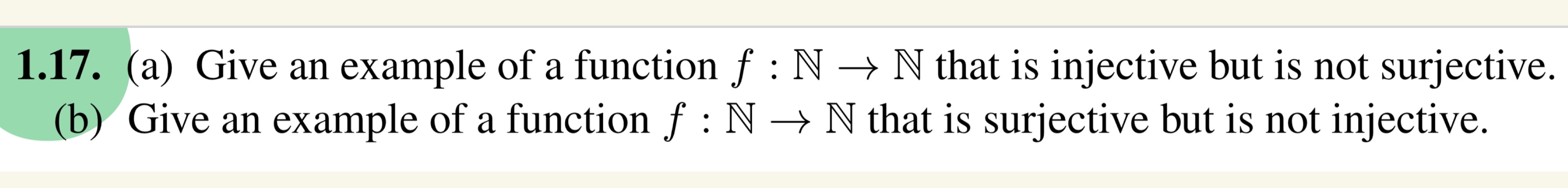 Solved 1 17 A ﻿give An Example Of A Function F N→n ﻿that