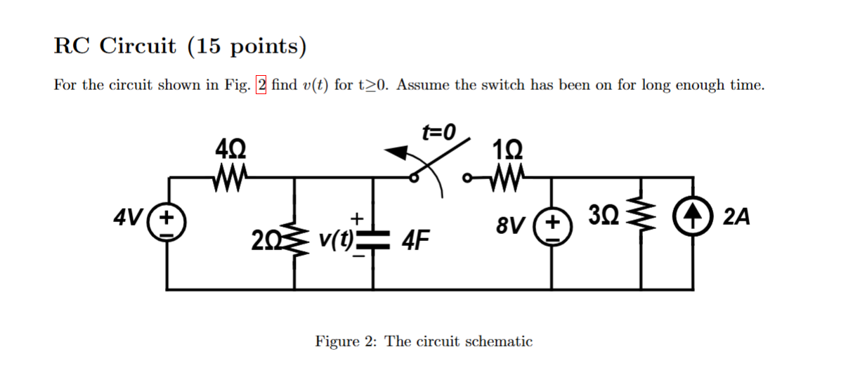 Solved RC Circuit (15 ﻿points) ﻿For the circuit shown in | Chegg.com