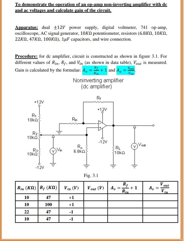 Solved op-amp non-inverting amplifier with dc and ac | Chegg.com