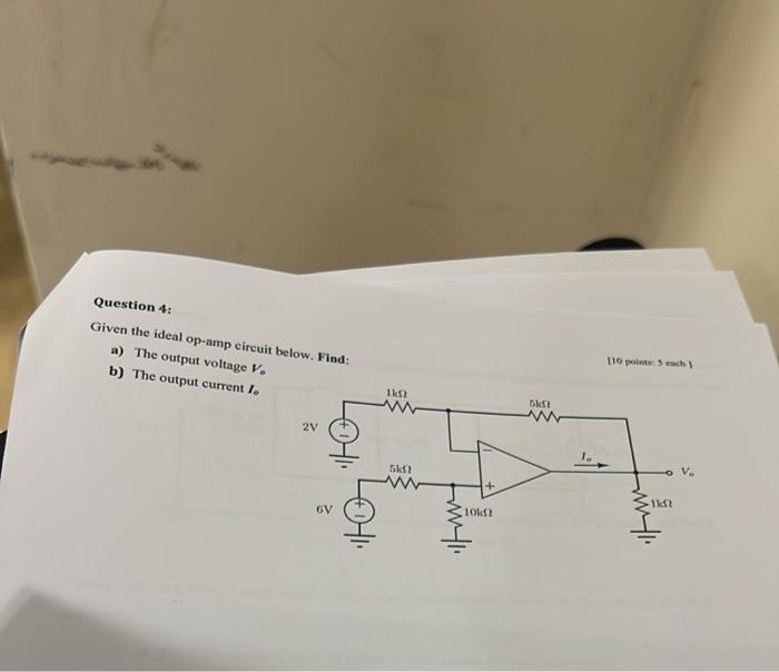 Solved Question 4: Given the ideal op-amp circuit below. | Chegg.com