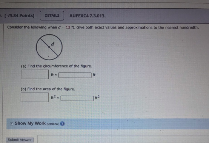 Solved . |-/3.84 Points] DETAILS AUFEXC4 7.3.013. Consider | Chegg.com