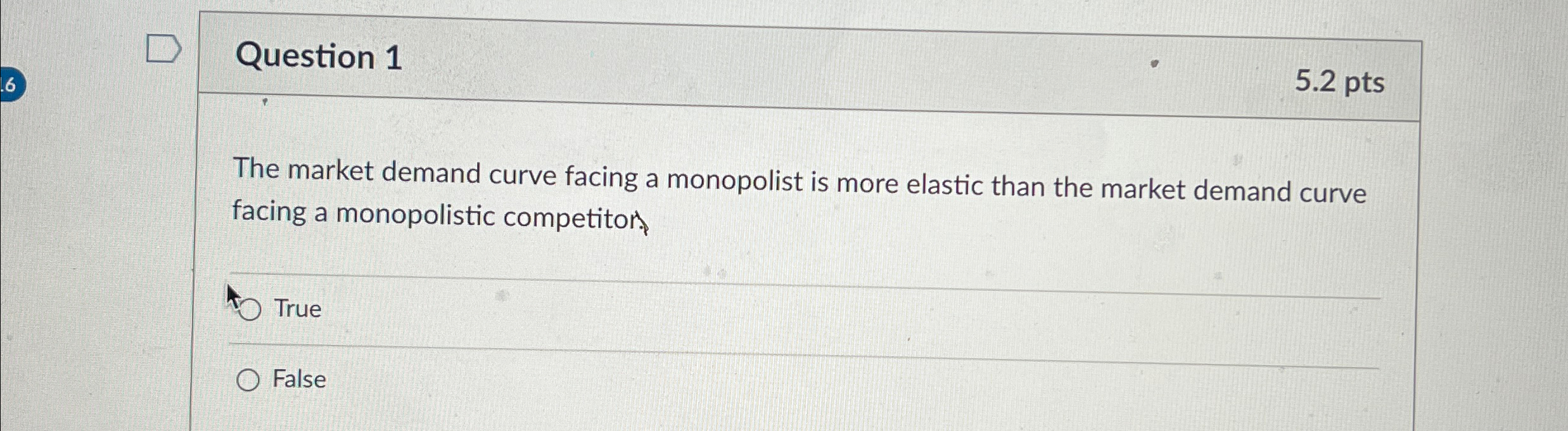 Solved Question 15.2ptsThe market demand curve facing a | Chegg.com
