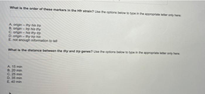 Solved Shown below are the results of an interrupted mating | Chegg.com