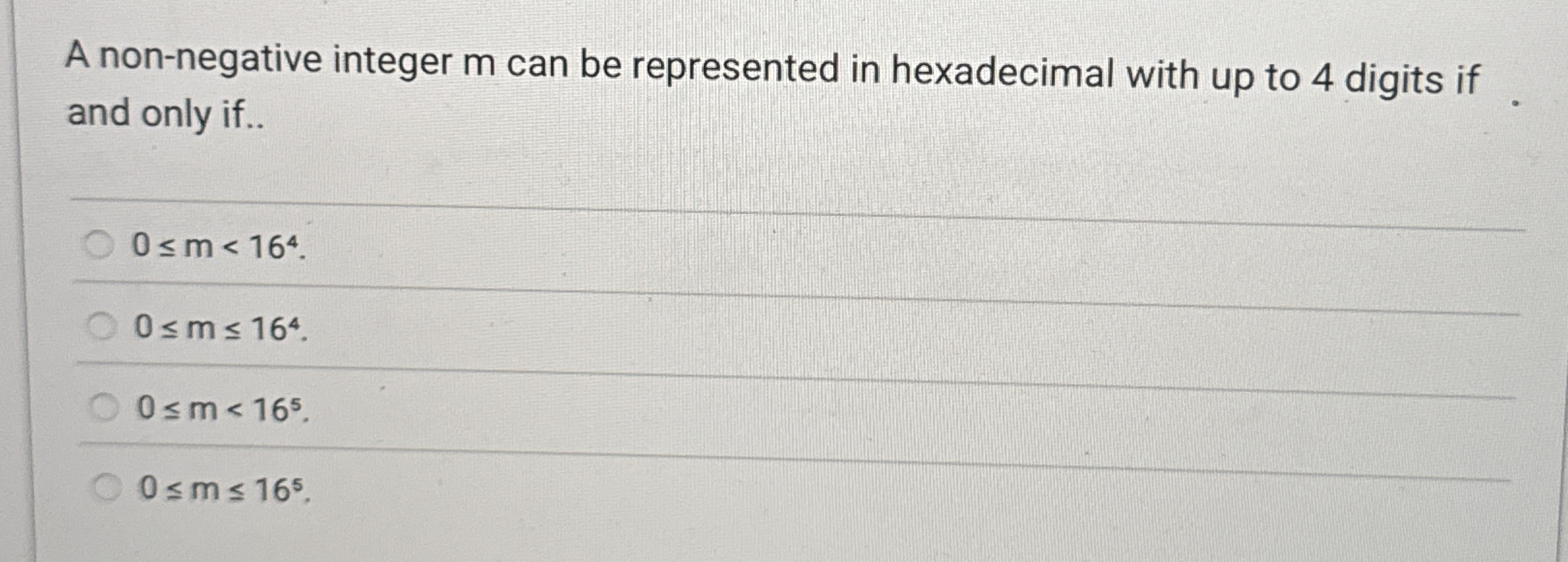 A non-negative integer m ﻿can be represented in | Chegg.com