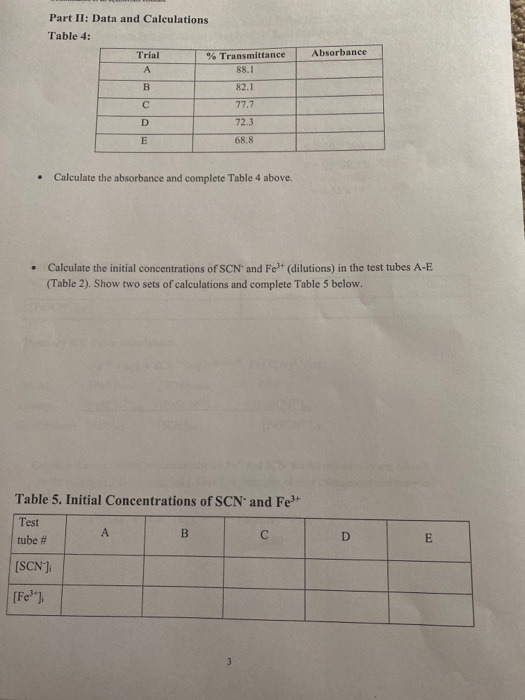 Solved Data Sheet & Calculations. Part I: For this part of | Chegg.com
