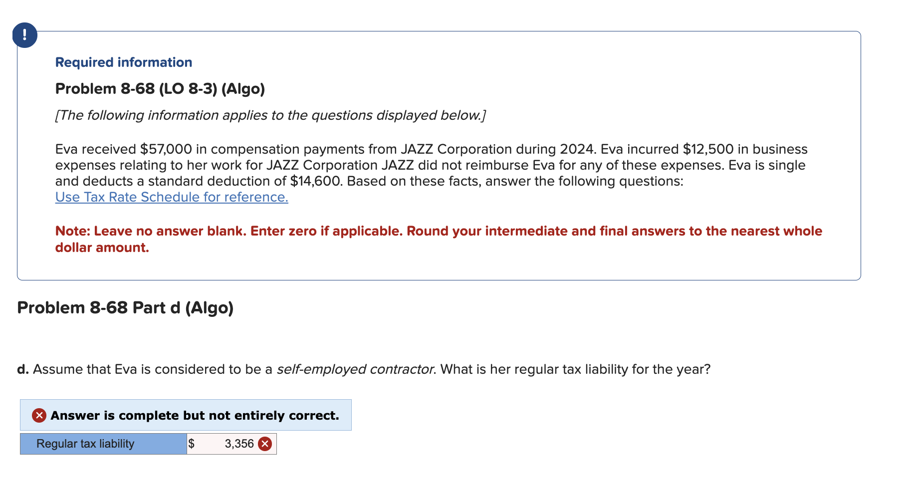 Solved Problem 8-68 ﻿Part d (Algo)d. ﻿Assume that Eva is | Chegg.com