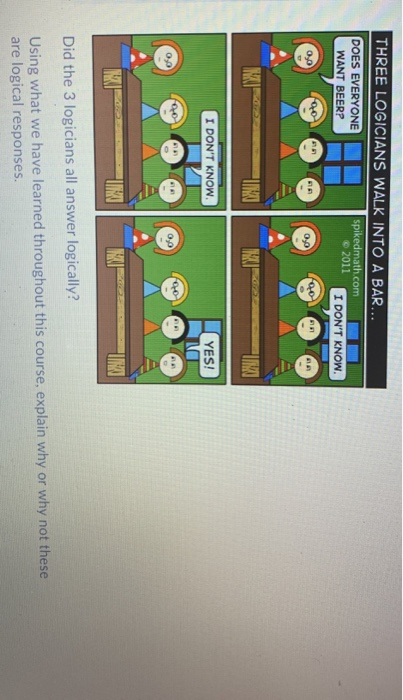 Solved THREE LOGICIANS WALK INTO A BAR... DOES EVERYONE | Chegg.com