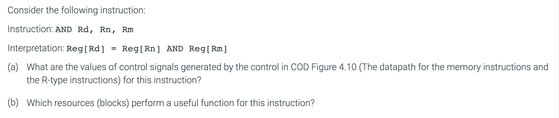 Solved Consider the following instruction:Instruction: AND | Chegg.com