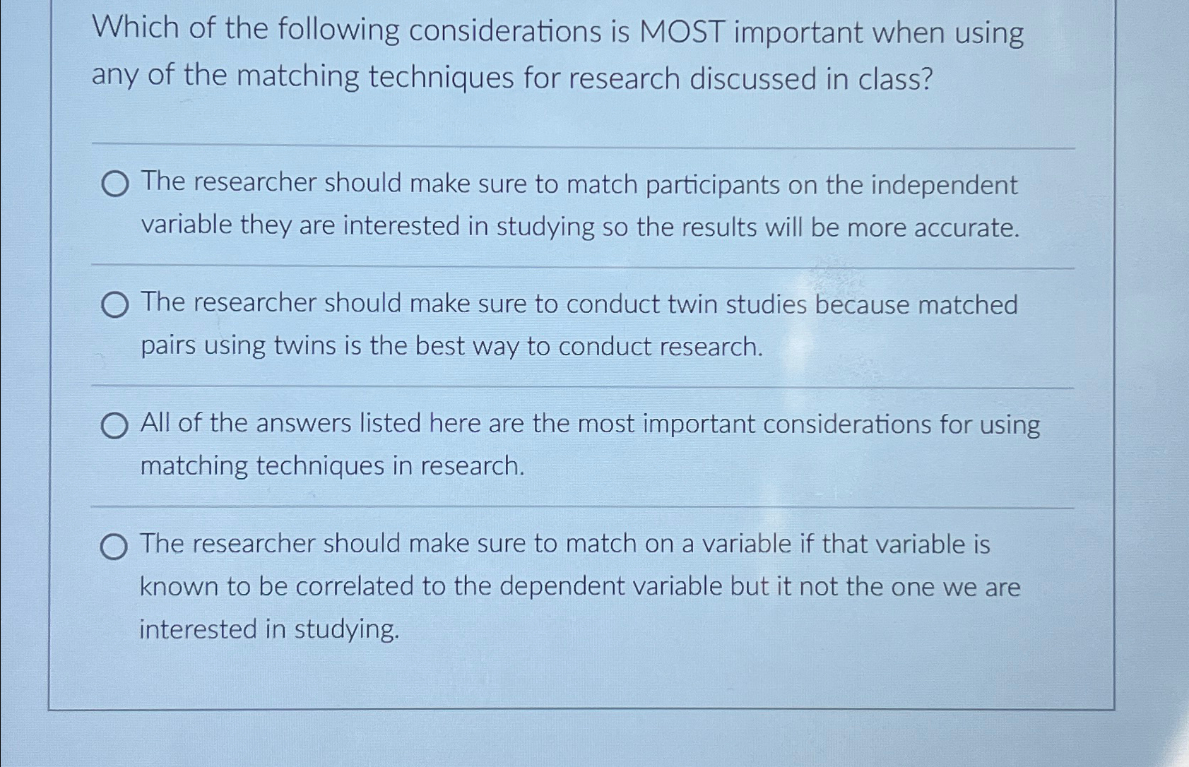 Solved Which of the following considerations is MOST | Chegg.com