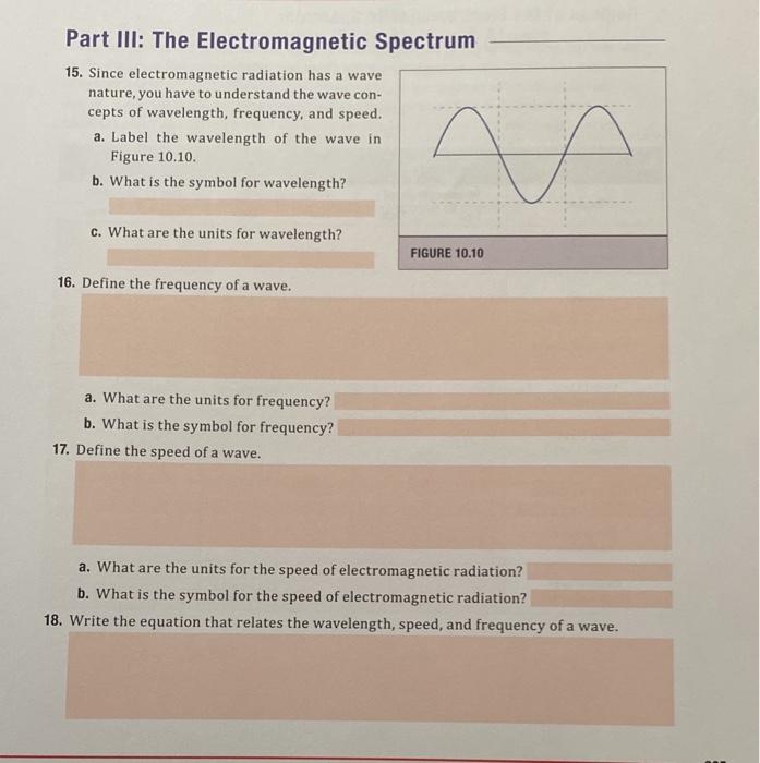 Solved Part III: The Electromagnetic Spectrum 15. Since | Chegg.com