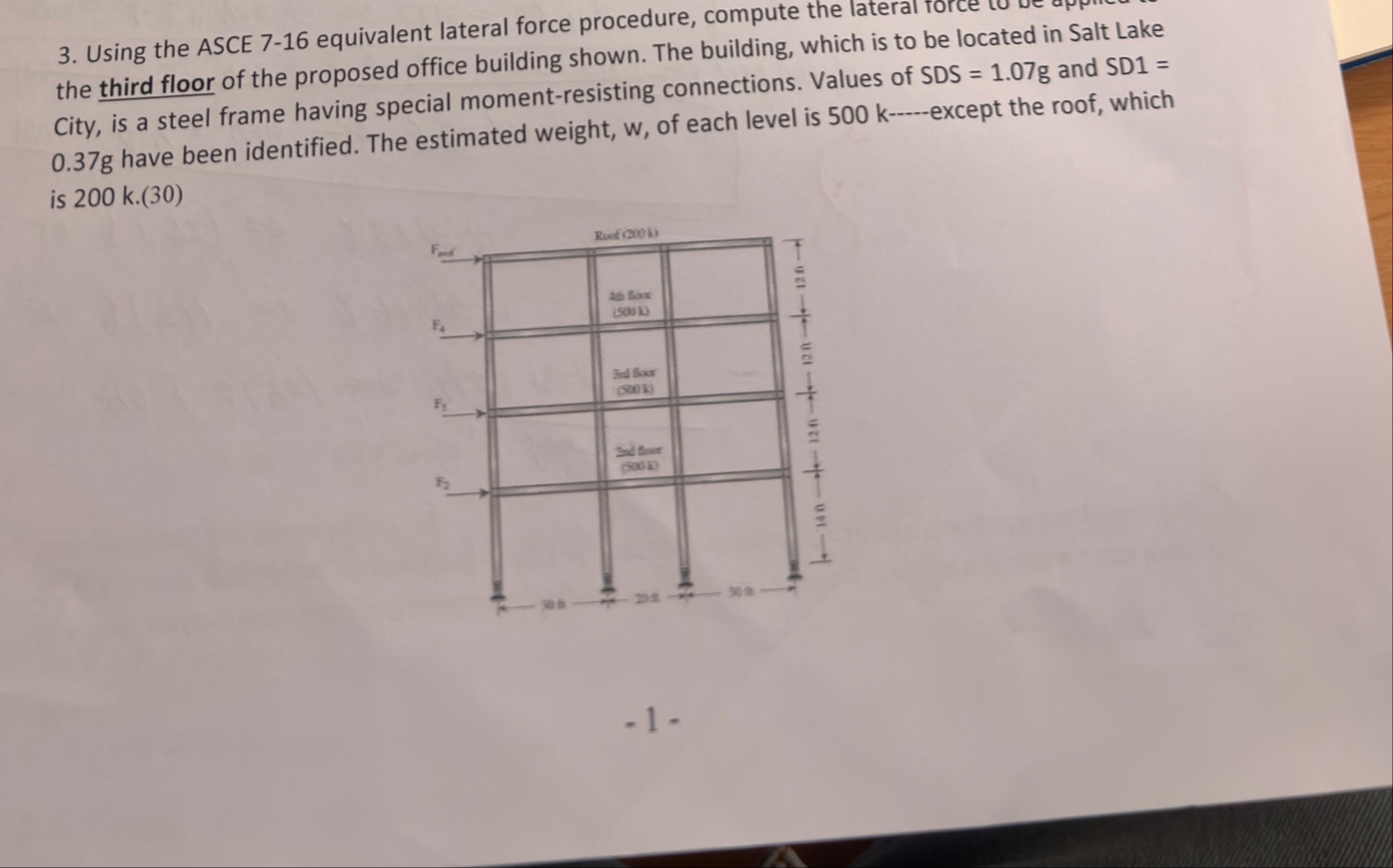 Solved Using the ASCE 7-16 ﻿equivalent lateral force | Chegg.com