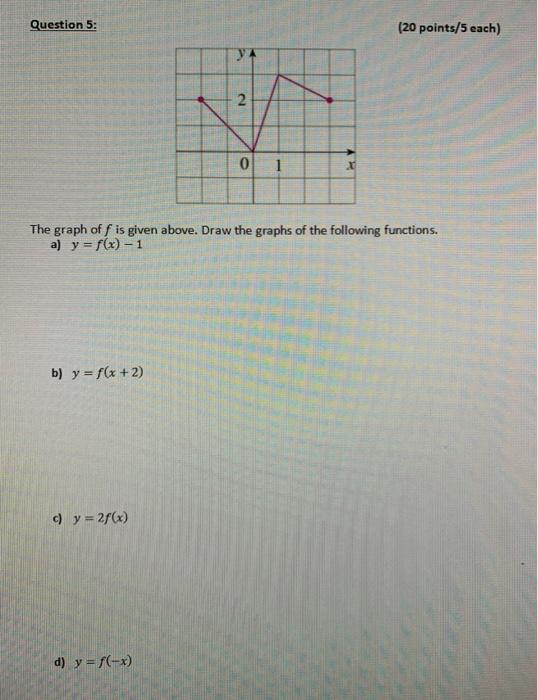 Solved Question 5: (20 points/5 each) YA 2 2 0 1 P The graph | Chegg.com Solved Question 5: (20 points/5 each) YA 2 2 0 1 P The graph | Chegg.com