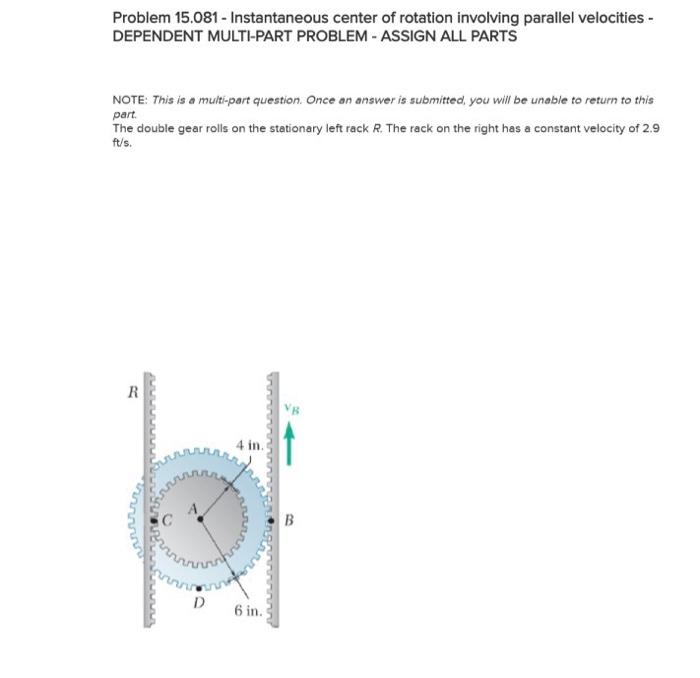 Solved Problem 15.081 - Instantaneous center of rotation | Chegg.com