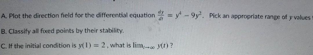 Solved A. Plot the direction field for the differential | Chegg.com