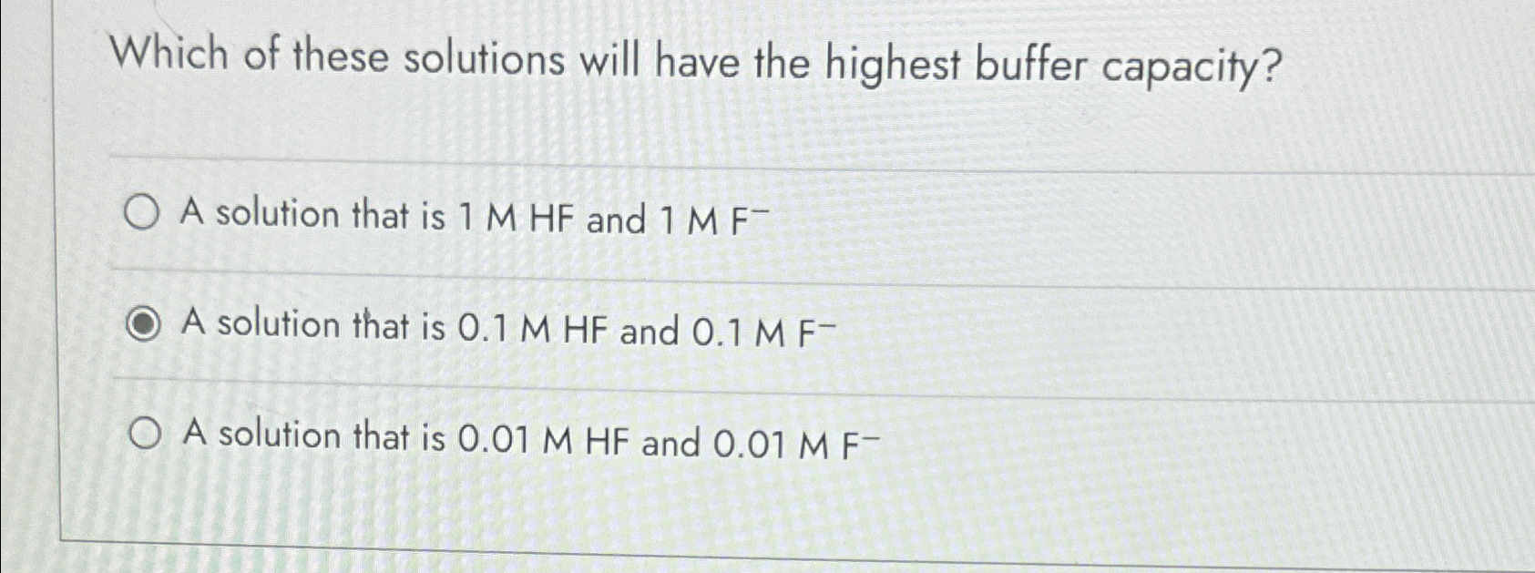 Solved Which of these solutions will have the highest buffer | Chegg.com