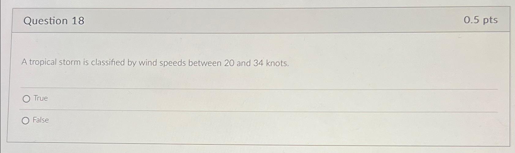 Solved Question 180.5ptsA tropical storm is classified by | Chegg.com