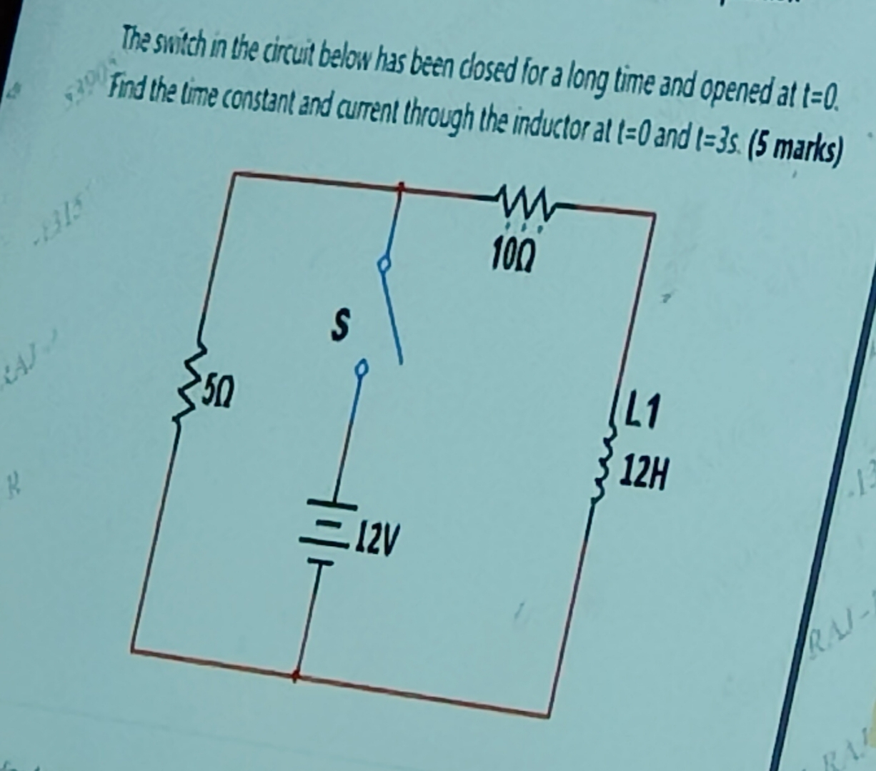 Solved The suith in the circuit below has been closed for a | Chegg.com
