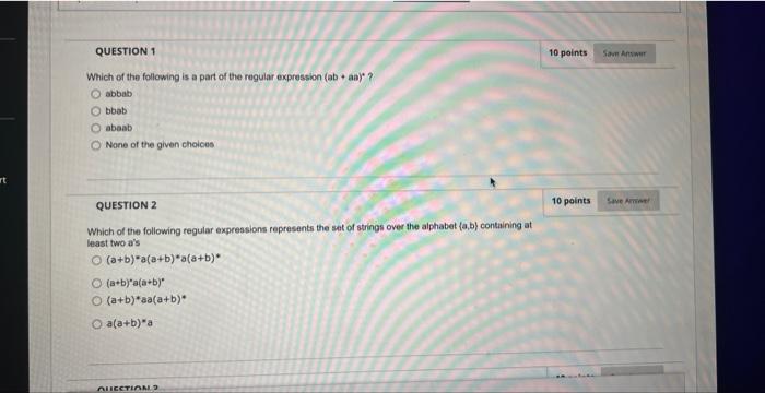 Solved Which of the following is a part of the regular | Chegg.com