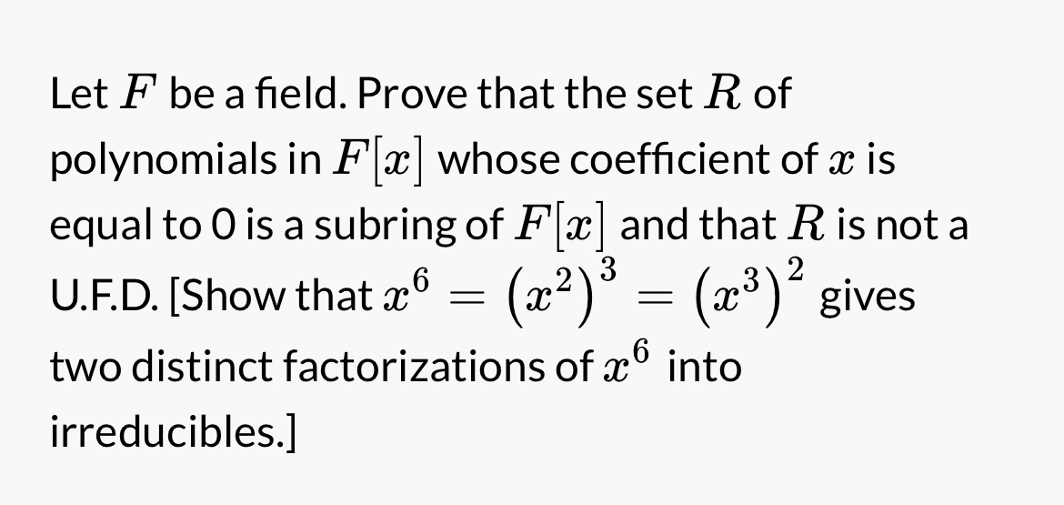 Let F ﻿be a field. Prove that the set R ﻿of | Chegg.com