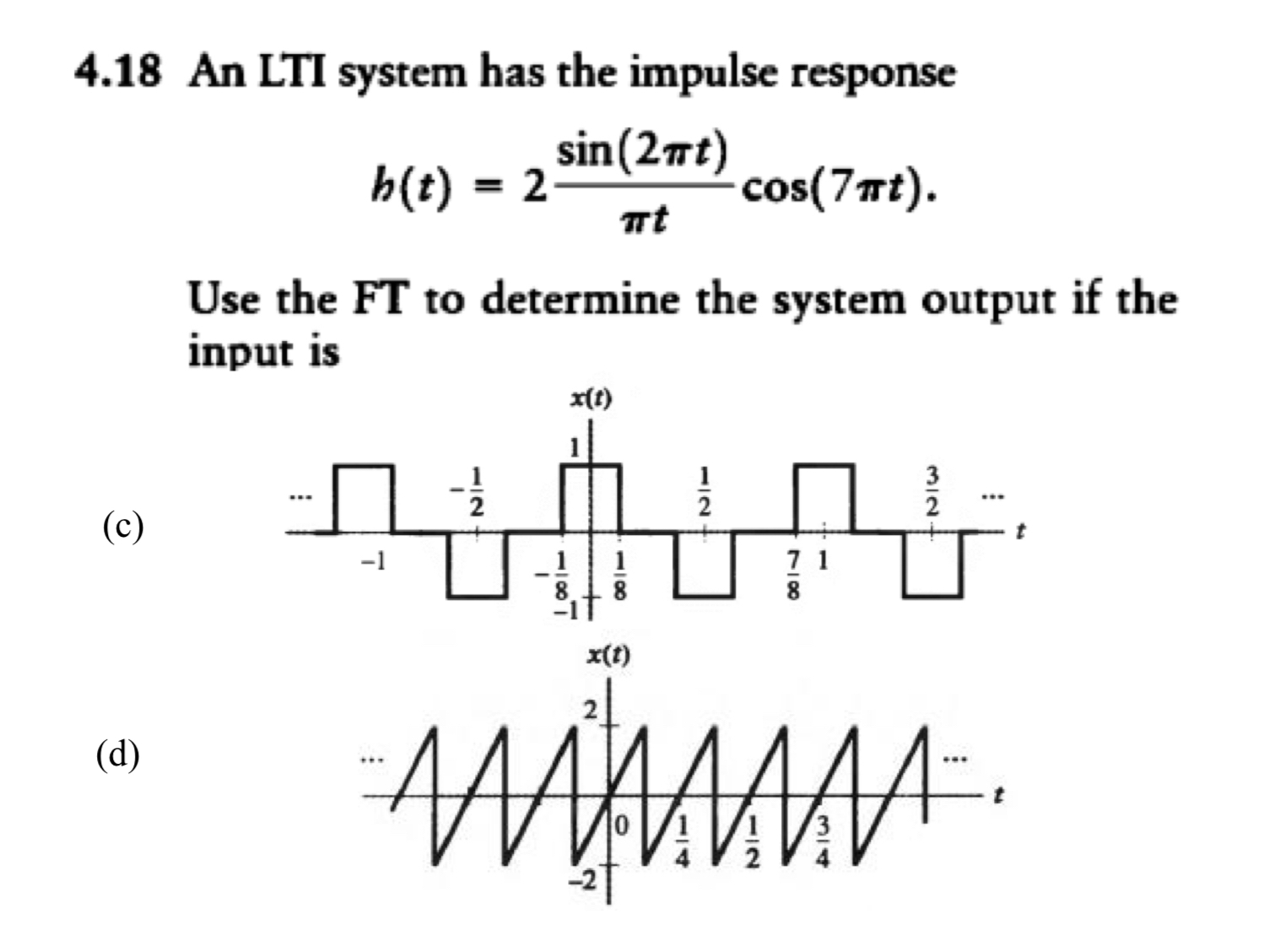 Solved 4.18 ﻿An LTI system has the impulse | Chegg.com